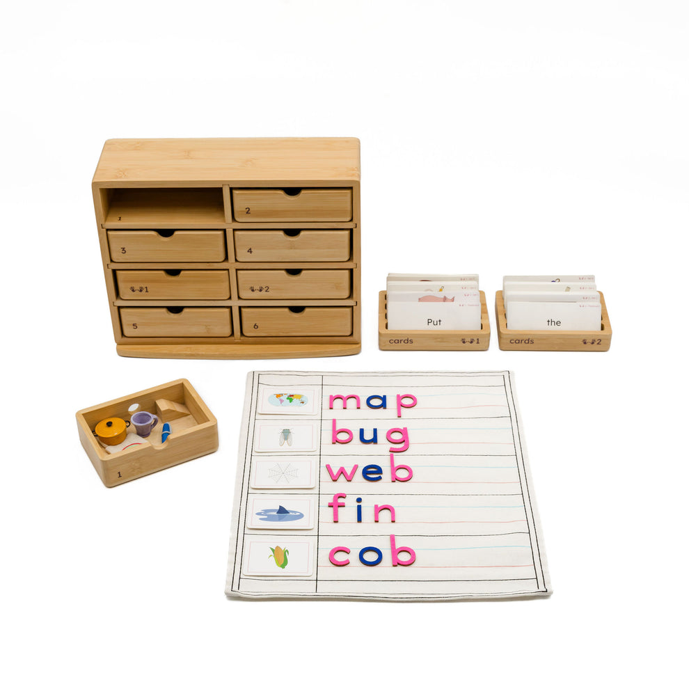 Spelling Cabinet Level 1 with Activity Cards – Montessori Language